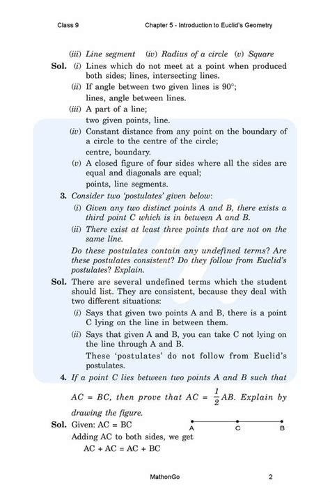NCERT Solutions For Class Maths Chapter Introduction To Euclids Geometry MathonGo