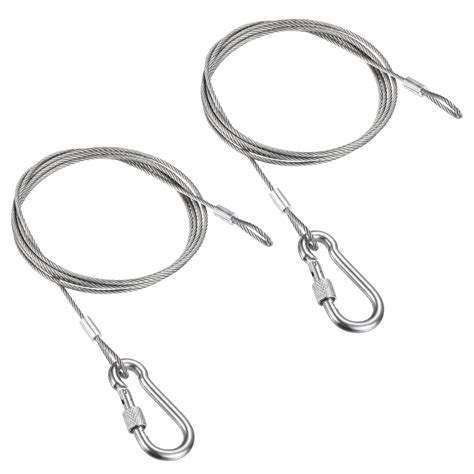2 5mmx1 5m 5ft Safety Cable Lock Wire With Snap Hook Stainless Steel Security Cable 2 Pack
