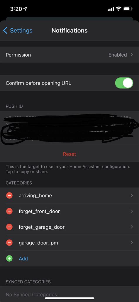 Update Push Settings Within The Home Assistant Ios App Mobile Apps Home Assistant Community