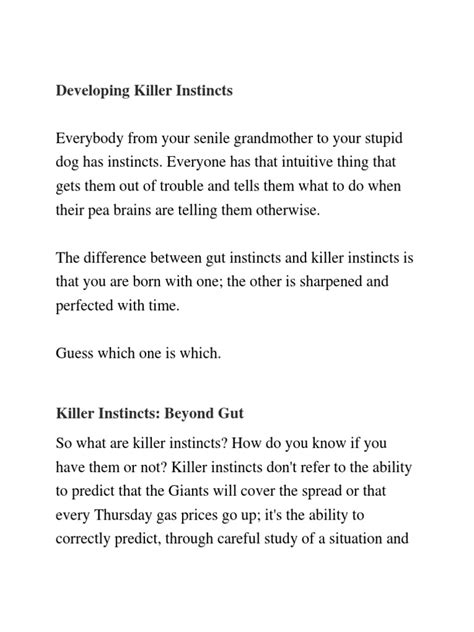 Developing Killer Instincts Pdf Instinct Courage
