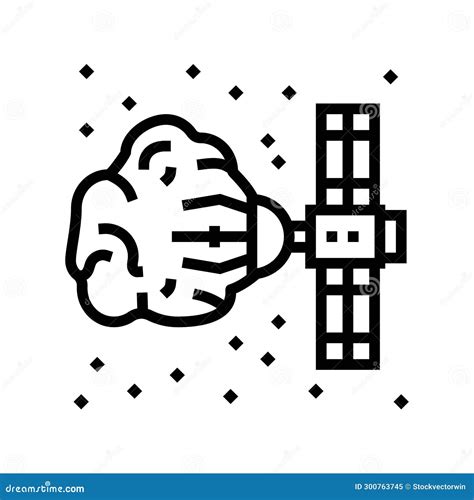 Asteroid Mining Space Exploration Line Icon Vector Illustration Stock Illustration