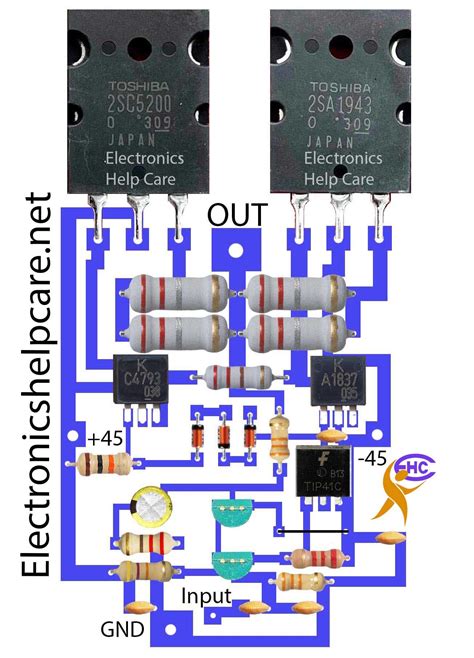 2sc5200 And 2sa1943 Transistors Circuit Diagram Audio Amplifier Basic Electronic Circuits