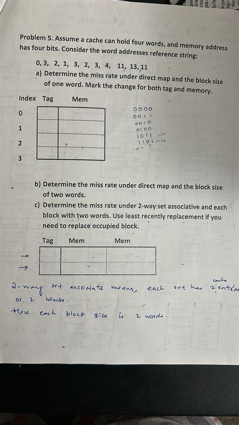Solved Problem Assume A Cache Can Hold Four Words And Chegg