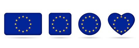 Eu 국기 아이콘 또는 배지 세트 유럽 연합 광장 심장 및 원형 국가 상징 또는 배너 유럽 기호 벡터 그림입니다 3차원 형태에 대한 스톡 벡터 아트 및 기타 이미지 Istock