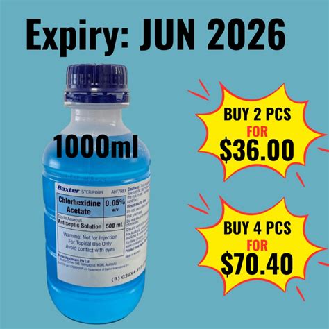 Baxter Chlorhexidine 005 1000ml Antiseptic Solution Wound Care