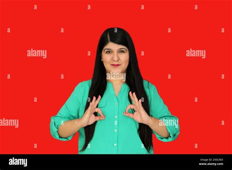 30 Year Old Latina Woman Uses Mexican Sign Language From The Deaf