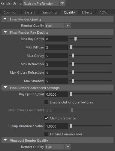 How To Adjust Settings In Radeon Prorenders Quality Tab In Maya