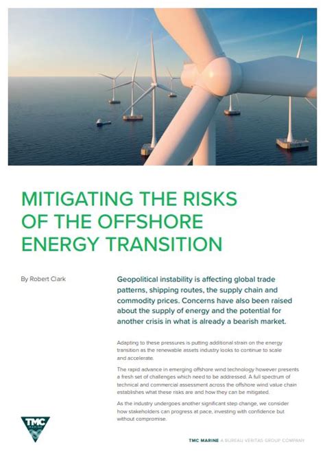 Mitigating The Risks Of The Offshore Energy Transition — Tmc Marine