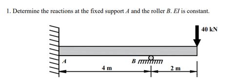 Solved 1 Determine The Reactions At The Fixed Support A And