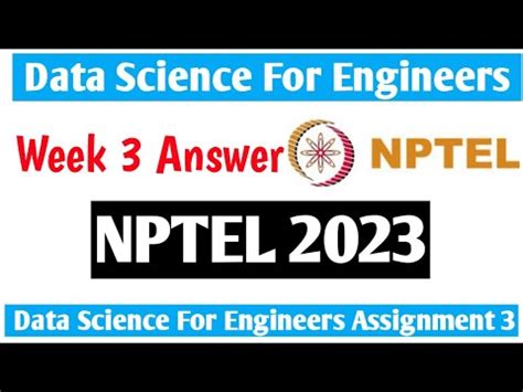 NPTEL Data Science Assignment Answers Week NPTEL Week Answers YouTube