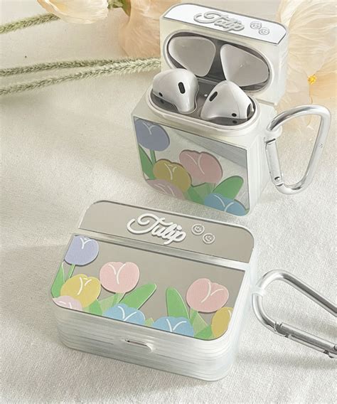 튤립 미러 거울 플라워 레터링 케이스 에어팟케이스 에어팟1세대 에어팟2세대 에어팟3세대 에어팟 프로 에어팟프로2 에어팟프로2세대 생일 우정템 에이블리