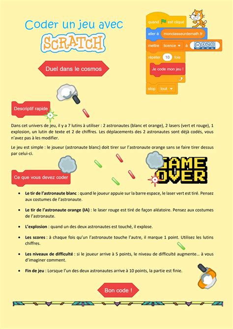 Coder Un Jeu Avec Scratch Mon Classeur De Maths
