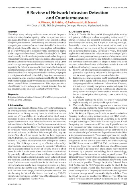 Pdf A Review Of Network Intrusion Detection And Countermeasure