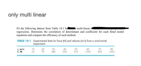 Solved Only Multi Linear Fit The Following Dataset From Chegg
