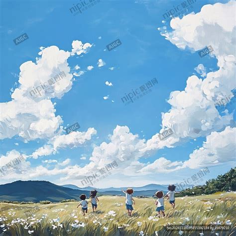 Ai创作图美好童年插画 童年插画梦幻童年 蓝天白云女孩插画 郊外游玩愉快的童年 草地奔跑的少年插画 插画蓝天白云 小时候场景插画 六一梦幻童年 梦幻儿童插画超治愈 治愈系儿童插画 治愈系儿插