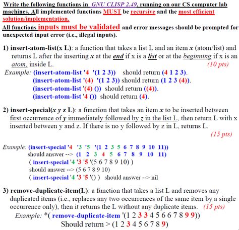 solved write the following functions in gnu clisp 2 49