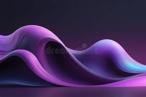 Abstract Fluid Holographic Iridescent Blue Curved Wave In Dark Background 3d Render Gradient