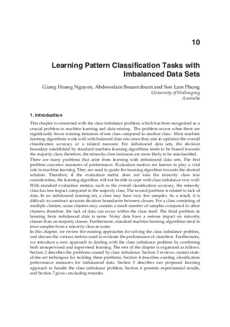 pdf learning pattern classification tasks with imbalanced data sets a bouzerdoum