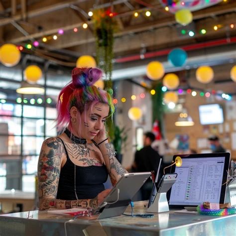 Free Colorful Modern Workspace Photo Tattooed Colorful Modern Download At Stockcake