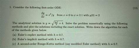 Solved Consider The Following First Order Ode Dydx X2y