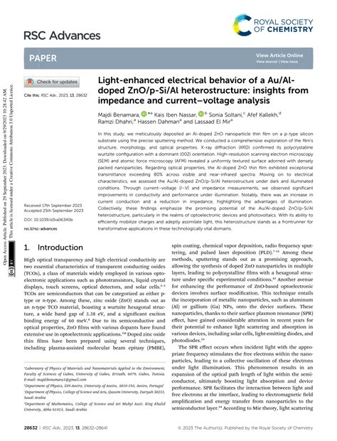 Pdf Light Enhanced Electrical Behavior Of A Aual Doped Znop Sial