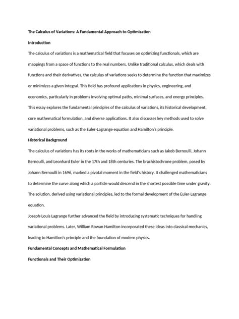 The Calculus Of Variations Pdf Calculus Of Variations Euler Lagrange Equation