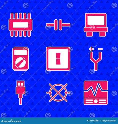 Set Electric Light Switch Circuit Scheme Electrical Measuring Instruments Cable Usb Cord