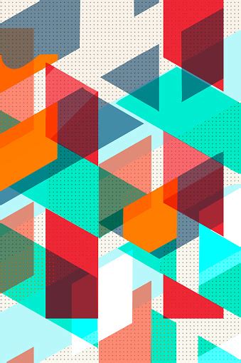 화려한 기하학적 커버 스위스 모더니즘 오렌지와 청록색 빨간색과 오렌지 텍스처 추상 패턴 모양 개념 0명에 대한 스톡 벡터 아트 및 기타 이미지 Istock