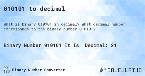 010101 To Decimal Calculatio