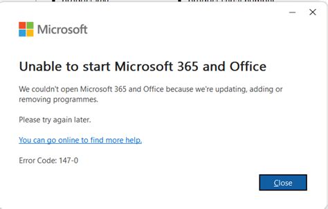 Unable To Start Any Office Application Error Code 147 0 Microsoft Qanda