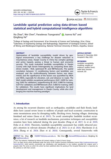 pdf landslide spatial prediction using data driven based statistical