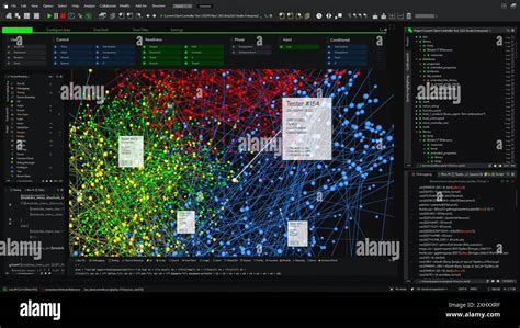 Visualization Of Neural Network Software Interface On Black Background