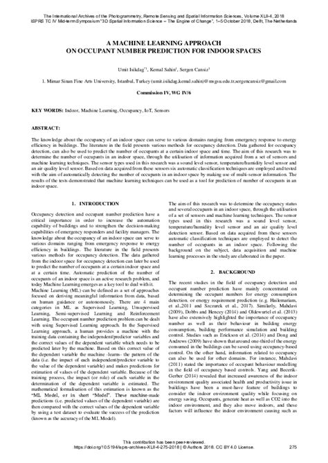 Pdf A Machine Learning Approach On Occupant Number Prediction For