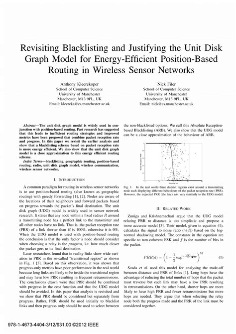 Pdf Revisiting Blacklisting And Justifying The Unit Disk Graph Model For Energy Efficient