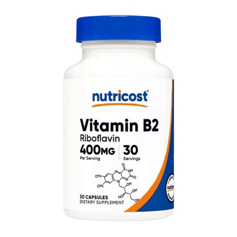 B2 Riboflavin 400mg 30caps Nutricost Aleksuplementi