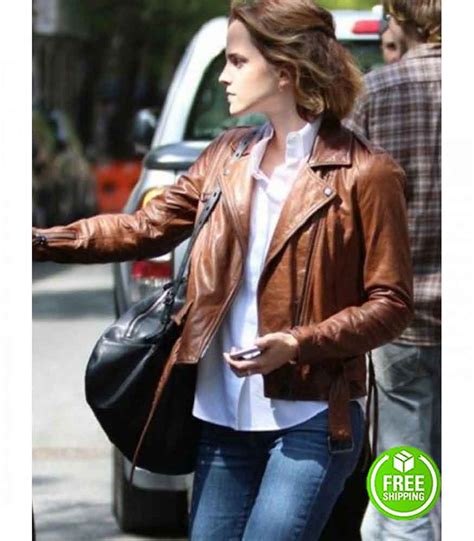 Emma Watson Brown Jacket Emma Leather Biker Jacket