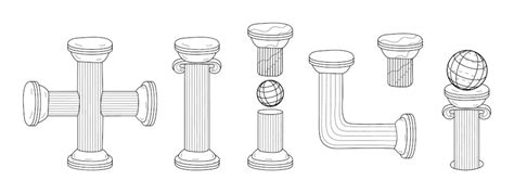 Greek Ancient Column Set Vector Body Color Monument PNG And Vector With Transparent