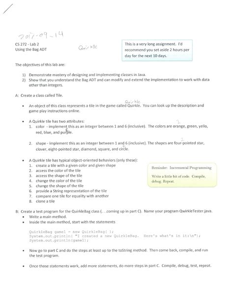 Cs 272 Lab 2 Instructions Cs 272 Lab 2 This Is A Very Long Assignment