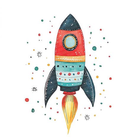 Rocket Ship Clip Art 12x Watercolor Space Png Clipart Set Printable