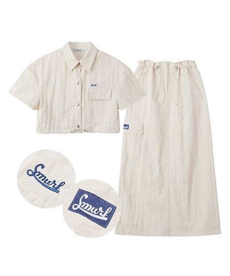 스머프 나일론 스트링 크롭 반팔 셔츠and롱스커트 셋업아이보리 최저가 검색 최저가 105000원 할인 알림