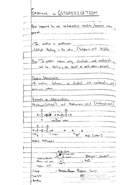 Esterification Experiment Pdf