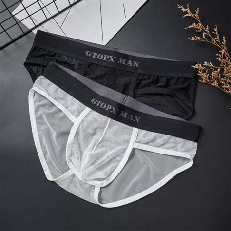 Sexy Mens See Through Boxer Briefs Sheer Mesh Pouch Underwear Panties