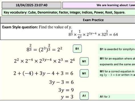 Laws Of Indices Edexcel Extended Maths 1 1 Full Lesson Teaching Resources