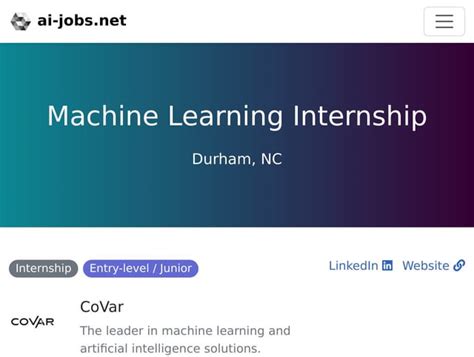 Hiring Internship Machine Learning Internship In Durham Nc Rai