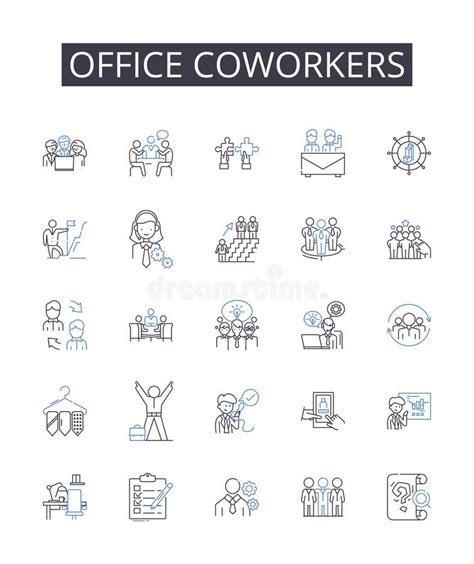 Office Coworkers Line Icons Collection Inspection Assurance Accuracy Consistency Perfection