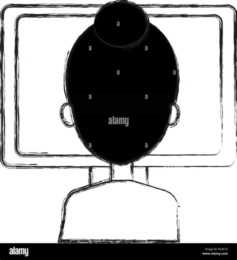 Woman User With Computer Desktop Stock Vector Image Art Alamy