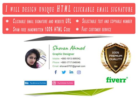 Design Unique Html Clickable Email Signature By Shovan0707 Fiverr