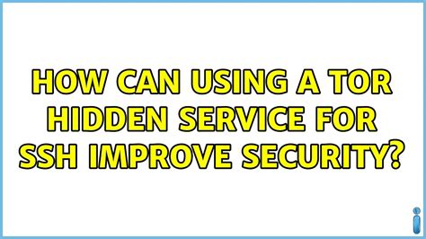 How Can Using A Tor Hidden Service For SSH Improve Security YouTube