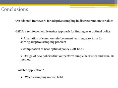 Ppt A Reinforcement Learning Algorithm For Sampling Design In Markov