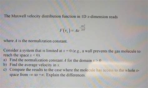 solved the maxwell velocity distribution function in 1d